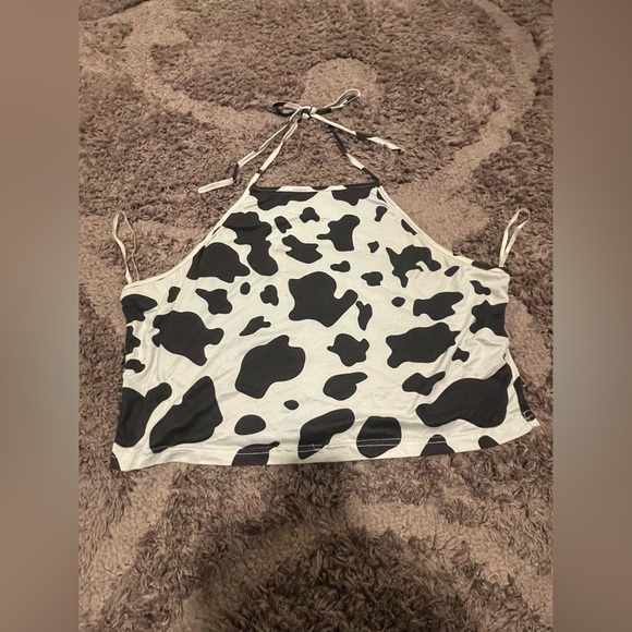 SHEIN | Tops | Shein Curvy Cow Print Cropped Halter Top In Womens 2xl ...
